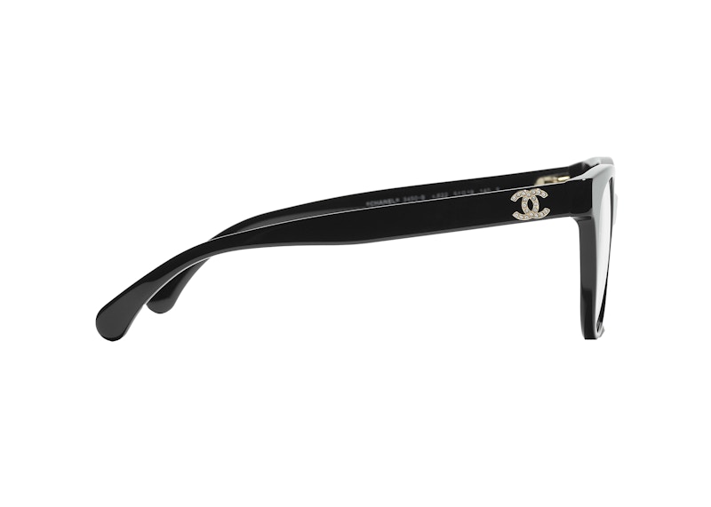 Chanel Cat Eye Eyeglasses 49mm Black/Gold (3450B C622) in Acetate with ...