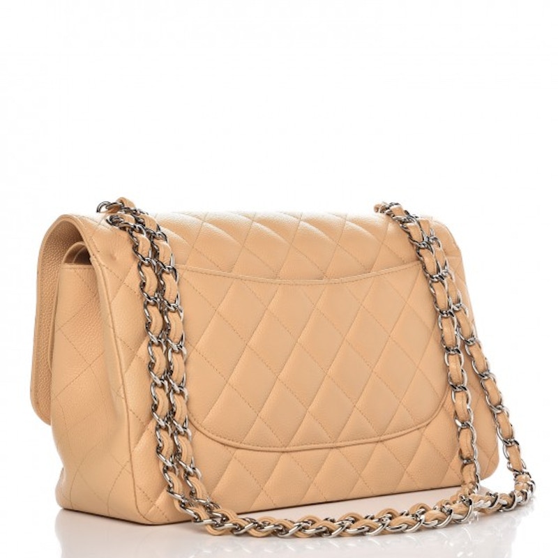 Chanel Classic Double Flap Quilted Jumbo Beige Clair - US