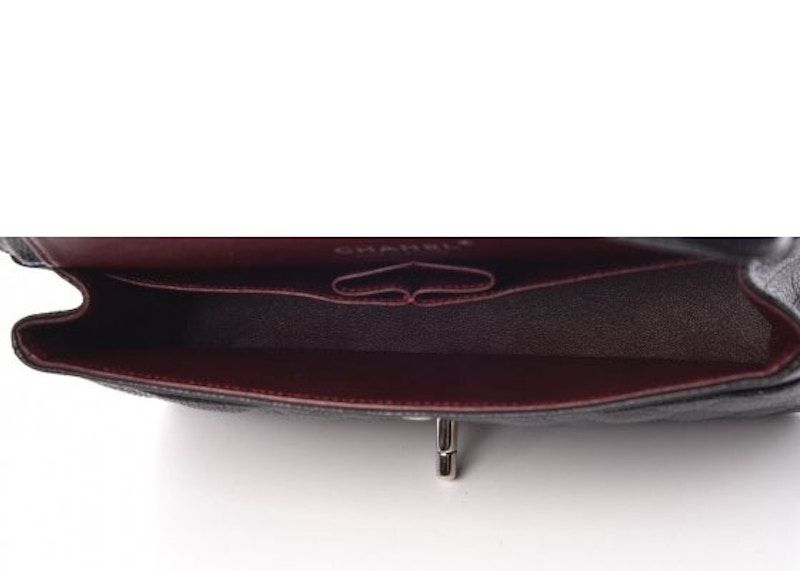 Chanel Classic Double Flap Quilted Caviar Silver-tone Small Black - US