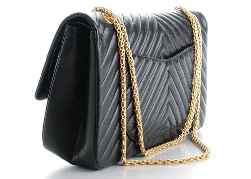 Chanel Reissue 2.55 Classic Double Flap Chevron Quilted Aged 227 Black