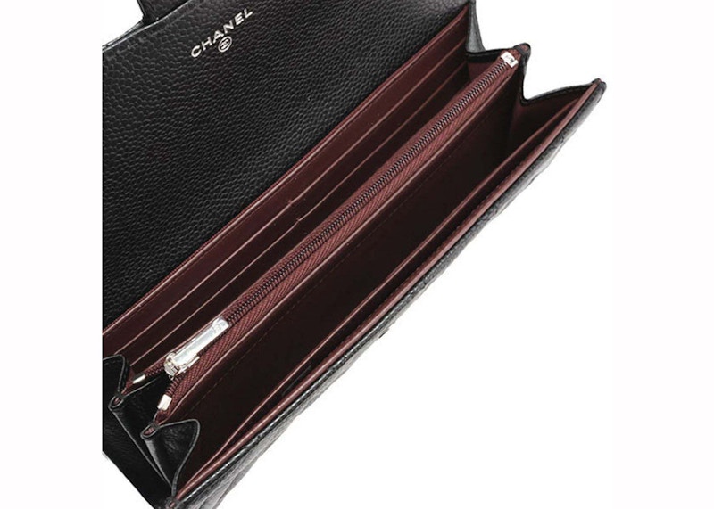 Chanel Classic Flap Long Wallet Black (AP0241) in Calfskin with Silver ...