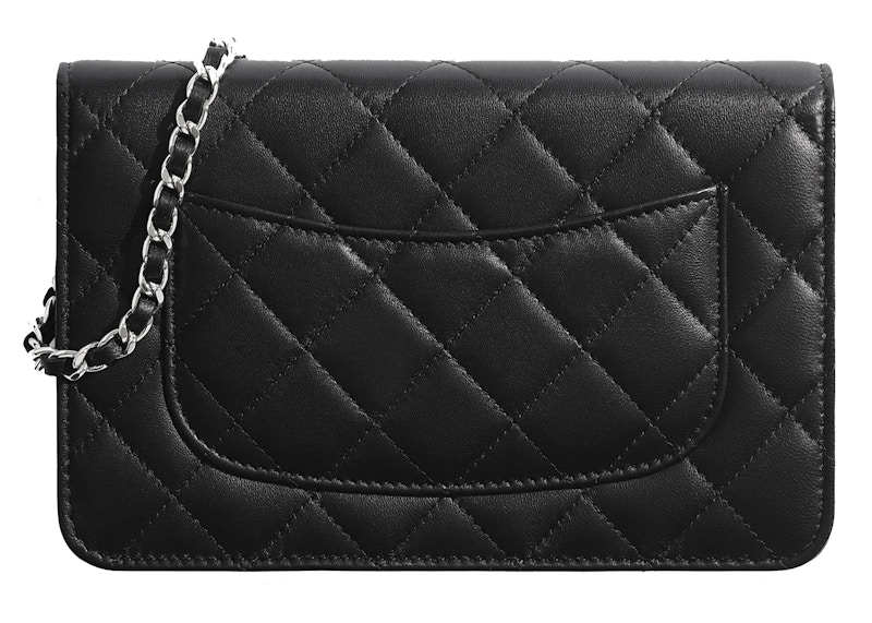 Chanel Classic Wallet on Chain Black in Lambskin Leather with Silver ...