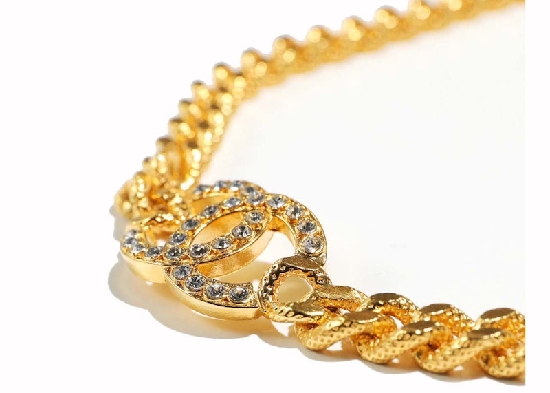 Chanel Crystal CC Logo Necklace Gold (AB8930) in Metal with Gold-tone - US