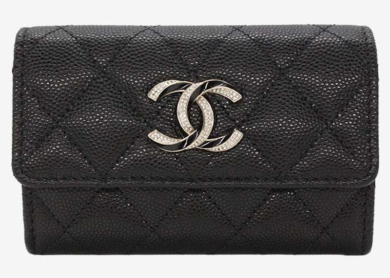 Chanel Crystal Enamel CC Logo Flap Card Holder Black (AP3342) in ...