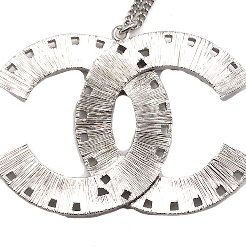 Chanel Crystal Pendant Necklace Large Light Blue/Silver in Metal with ...