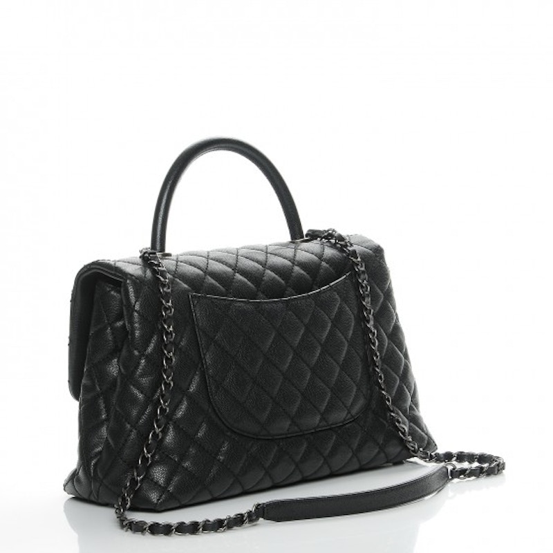Chanel Coco Handle Flap Diamond Quilted Medium Black in Caviar with ...