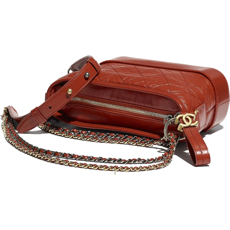 Chanel Gabrielle Hobo Bag Small Rust in Calfskin with Silver/Gold-Tone - US