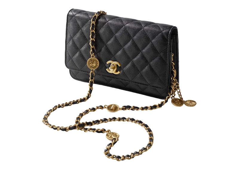 Chanel Gold Coin Chain Black Wallet On Chain Black (AP3113-B09805-94305 ...