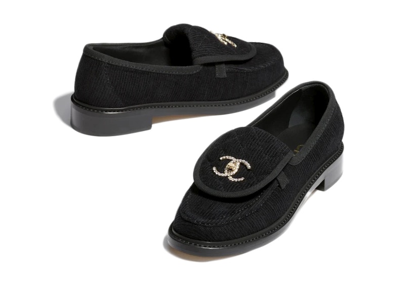 Chanel Loafers Black Corduroy - G40027 X56931 94305 - US