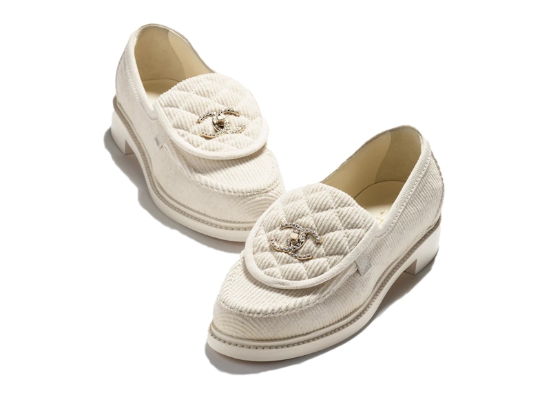 Chanel Loafers Ivory Corduroy - G40027 X56931 0S792 - US
