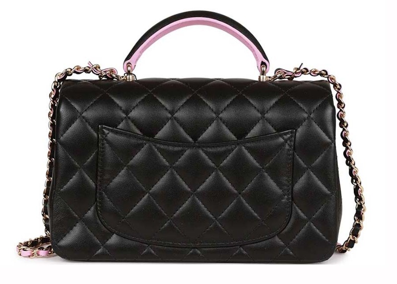 Chanel Mini Classic Flap Bag with Handle Black/Pink (AS2431) in ...