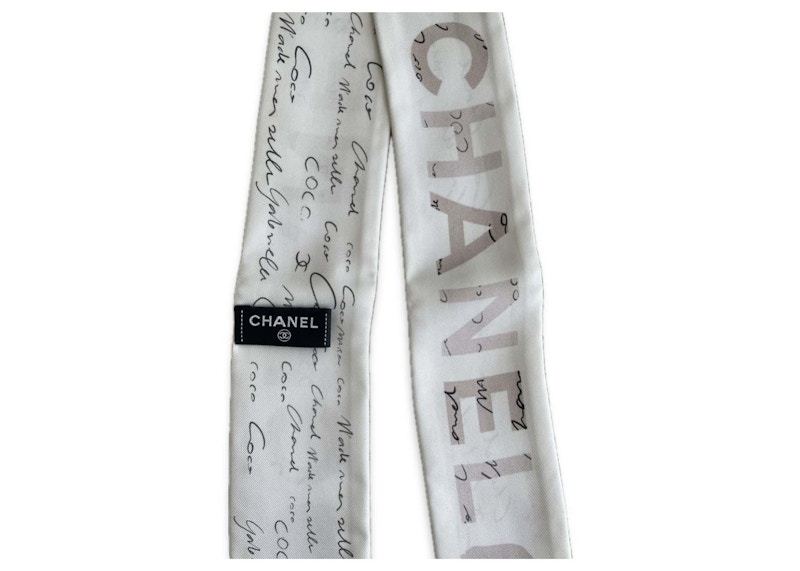 Chanel No.5 Twilly Mini Scarf White/Beige in Silk - US