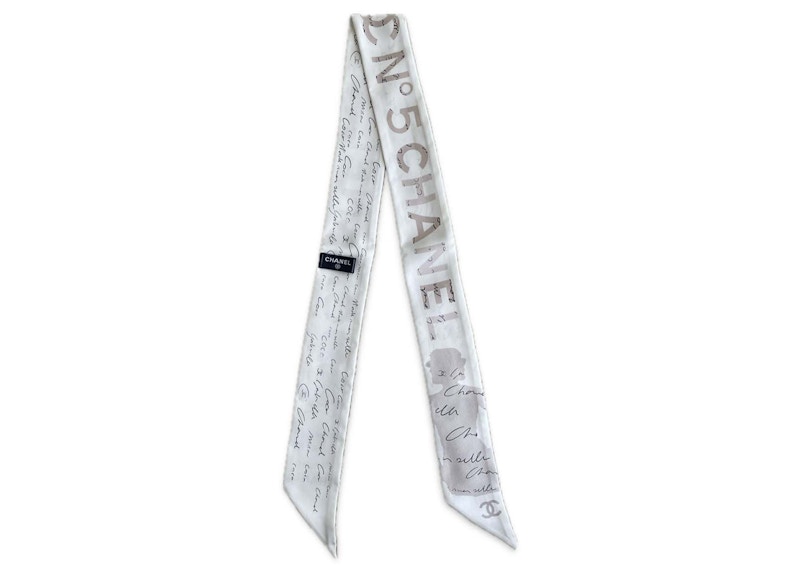 Chanel No.5 Twilly Mini Scarf White/Beige in Silk - US