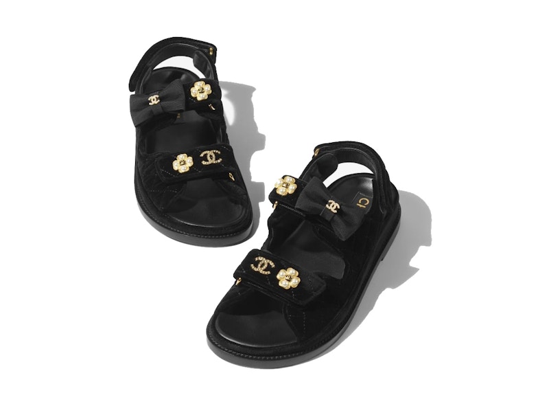 Chanel Quilted Sandal Black Velvet - G40138 X57004 94305 - US