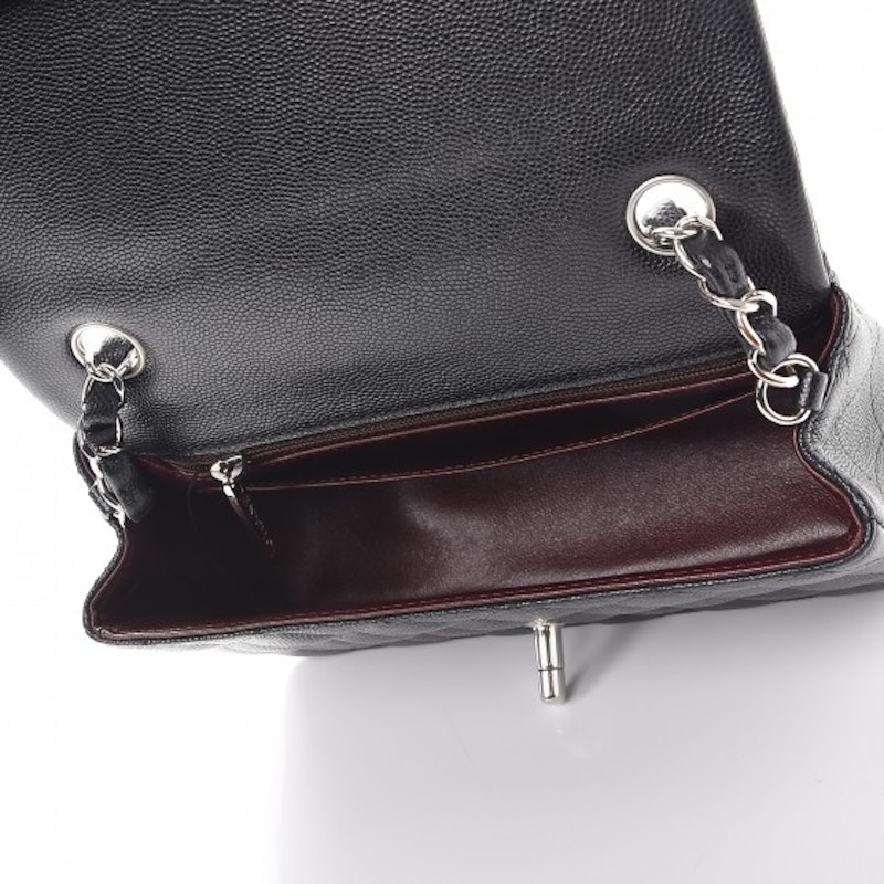 Chanel Mini Rectangular Flap Black Caviar in Caviar Leather with Silver ...