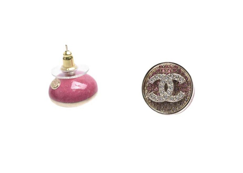 Chanel Round CC Logo Earrings Pink (ABA407) in Metal with Gold-tone - US
