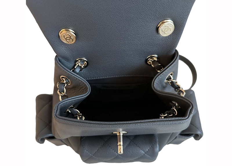 Chanel Small Duma 23K Grained Calfskin Backpack Dark Grey (AS4399) in ...