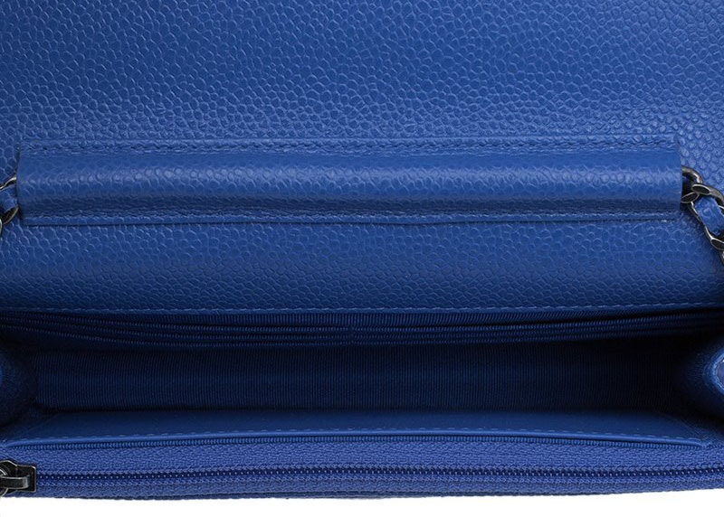 Chanel Wallet on Chain Quilted Caviar Ruthenium Blue - US