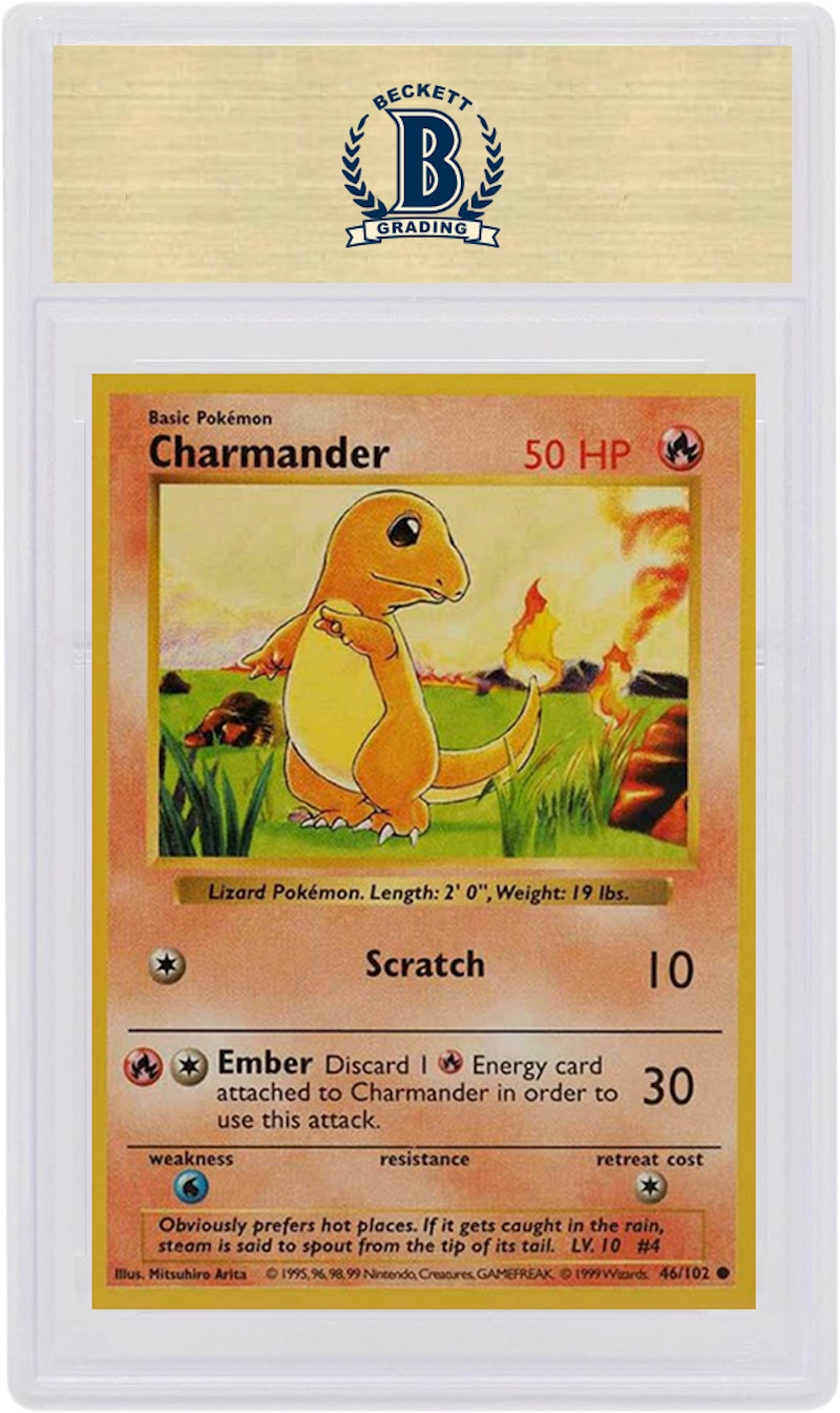 Charmander 1999 Pokemon TCG Base Set Shadowless #46/102 (PSA or BGS ...