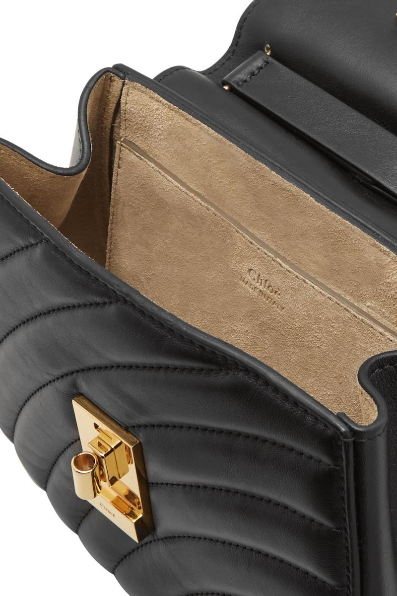 Chloe Drew Bijou Crossbody Small Black in Calfskin Leather with Gold-tone