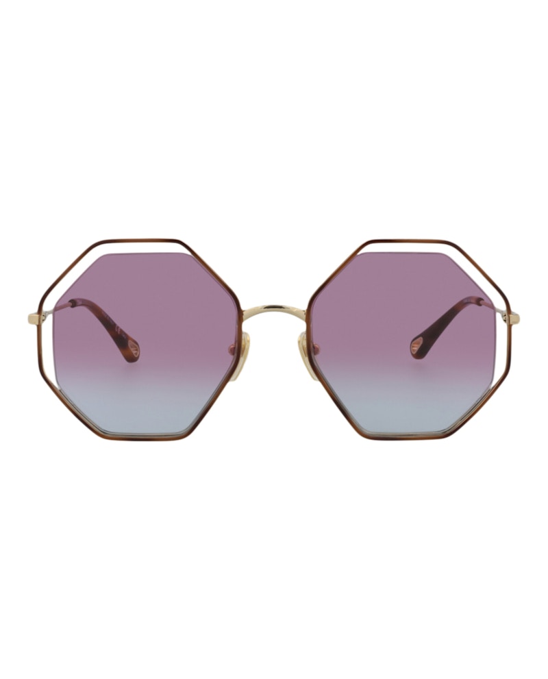 Chloe Square-Frame Metal Sunglasses Havana Gold Violet (CH0046S ...