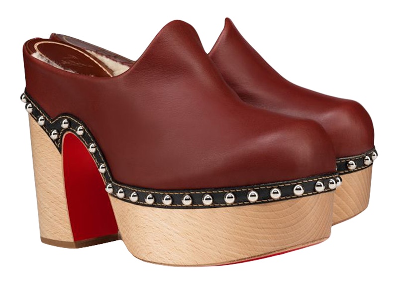 Christian Louboutin Jone 130mm Clog Bourbon Atlas Leather - 3220952T664 ...