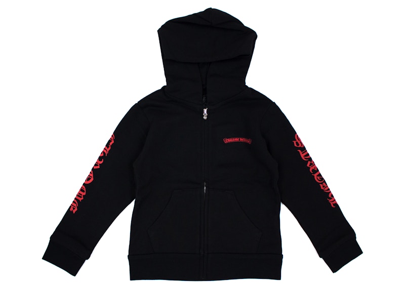 Chrome Hearts Kids Scroll Logo Hoodie Black/Red Kids' - US