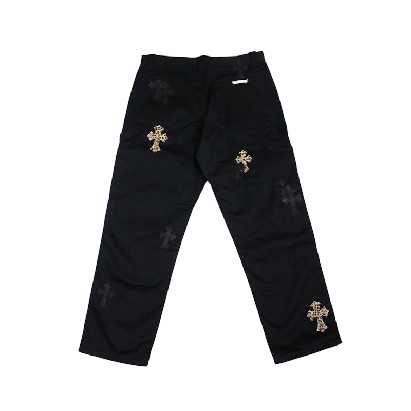 Chrome Hearts Leopard & Black Cross Patch Carpenter Pants Black Men's - US