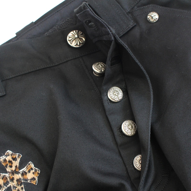Chrome Hearts Leopard & Black Cross Patch Carpenter Pants Black Men's - US