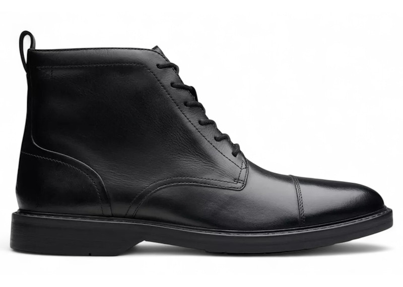 Clarks Aldwin Cap Black Leather Men's - 26179732 - US