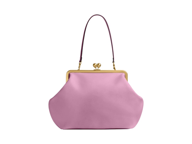 Coach Large Kisslock Frame Bag Brass/Rose in Leather with Brass-tone - US