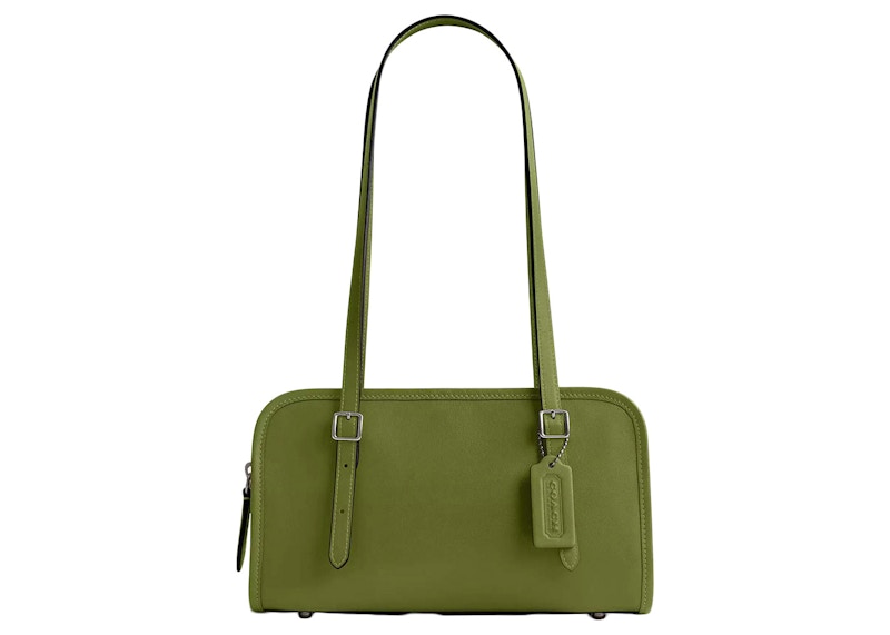 Coach Swing Zip Silver/Dark Lime in Leather with Gold-tone - US