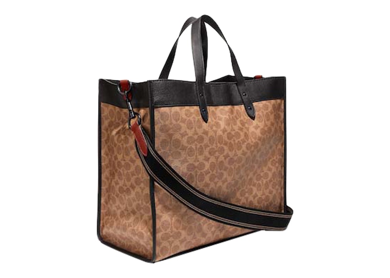 Coach Tote Field 40 in Signature Canvas Tan in Canvas with Black-tone - US