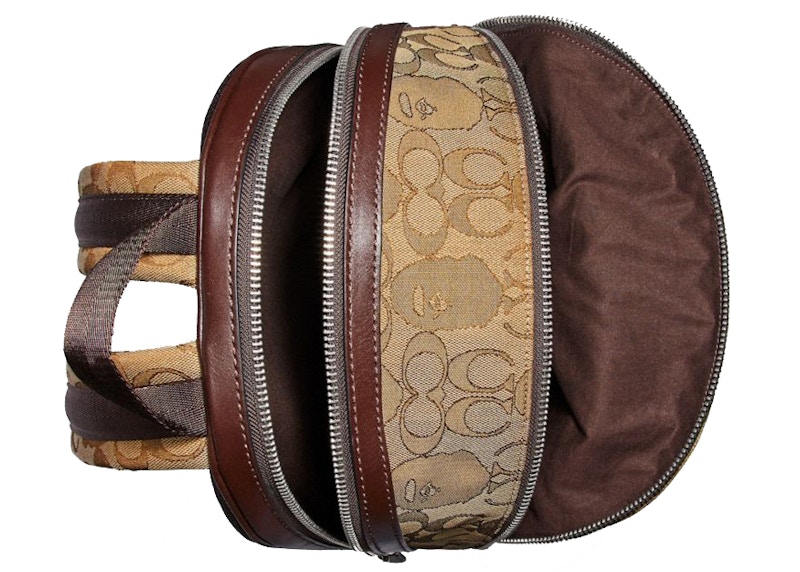 Coach x Bape Academy Backpack Signature Jacquard With Ape Head Light ...