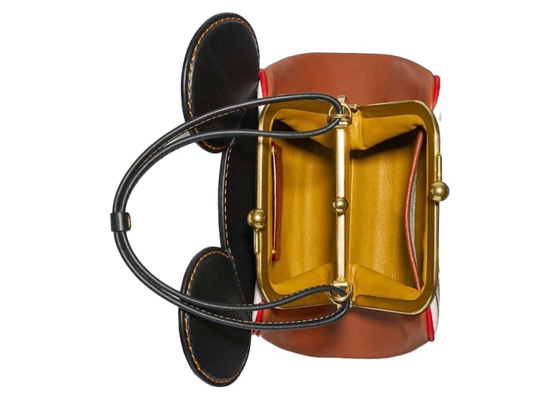 Coach x Disney Mickey Mouse Kisslock Leather Bag Medium Multicolor in Canvas/Leather with Brass ...