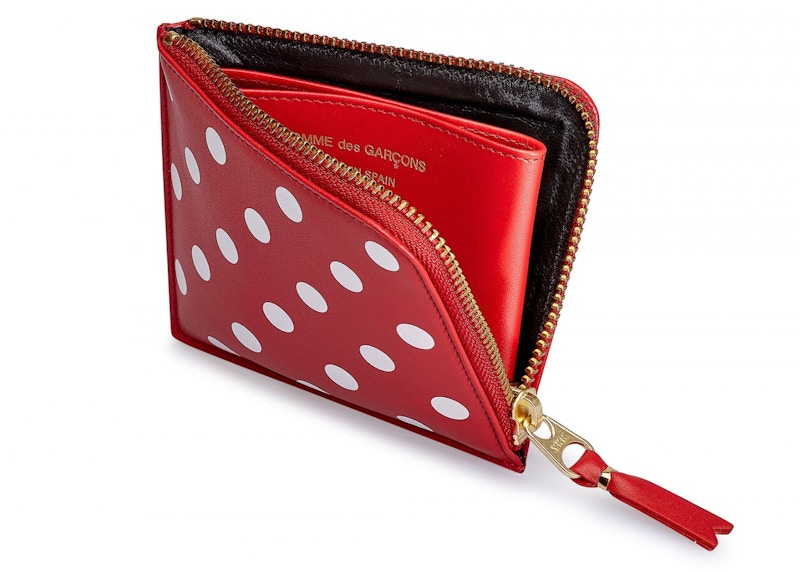 Comme des Garcons SA3100PD Wallet Polka Dots Red in Leather with Gold ...