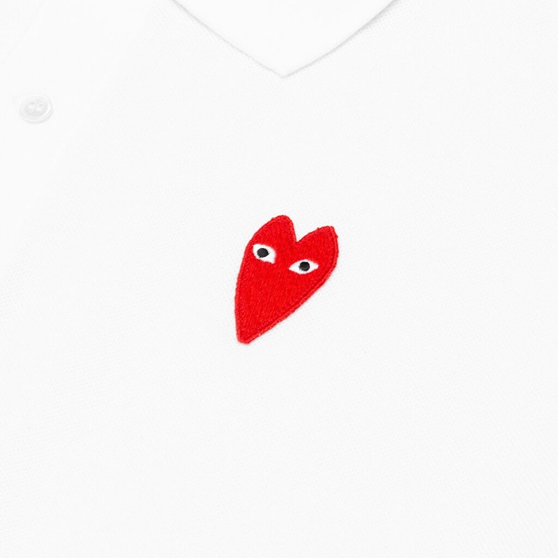 Comme des Garcons Play Long Red Heart Polo White Men's - US