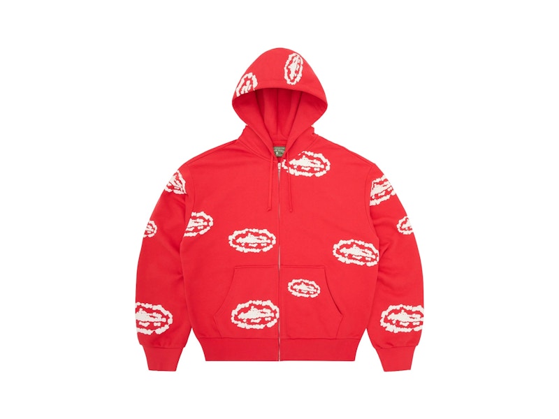 Corteiz x Denim Tears Island Wreath Zip Hoodie Red Men's - FW25 - US