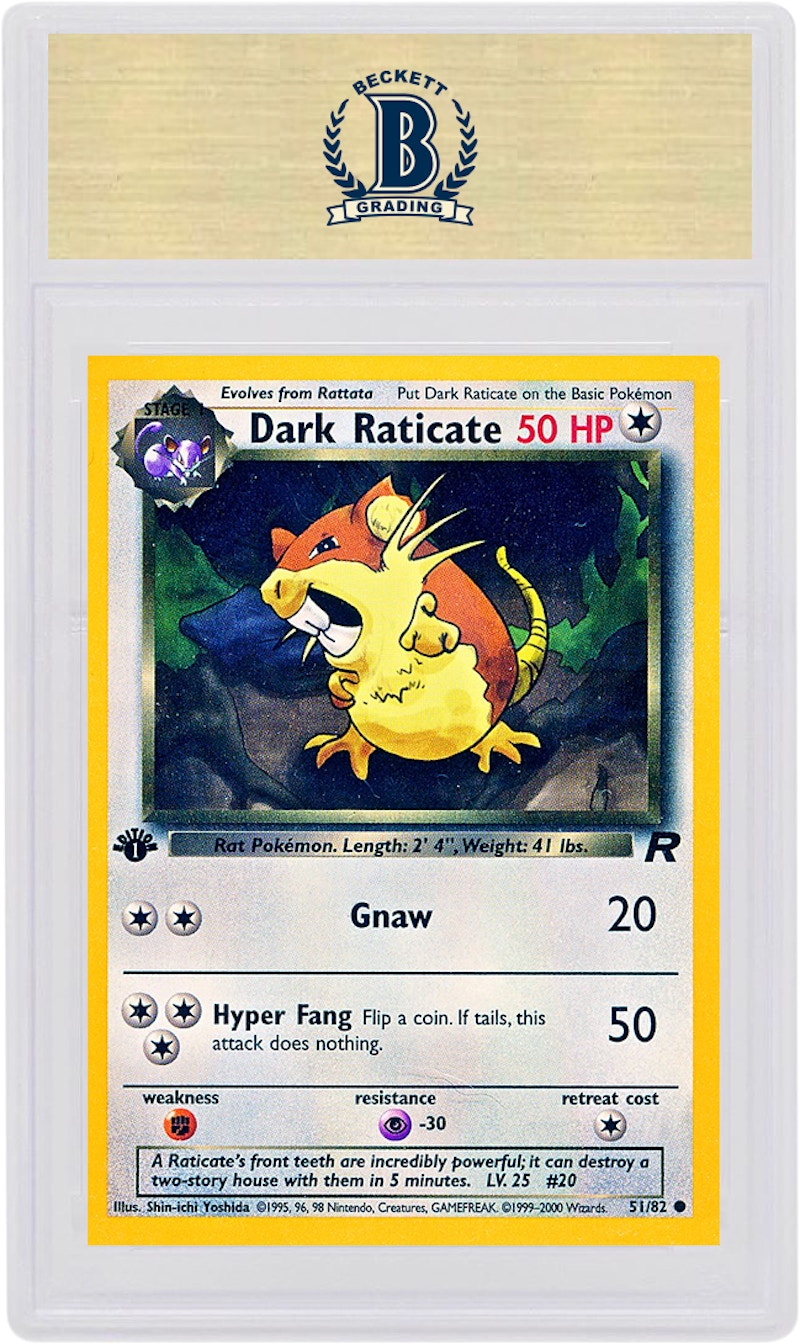 Dark Raticate 2000 Pokemon TCG Team Rocket 1st Edition #51/82 (PSA or ...