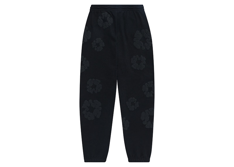 Denim Tears Cotton Wreath Sweatpants Black Monochrome Men's - SS24 - US