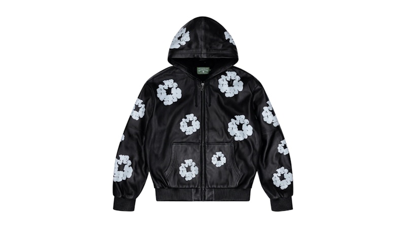 Denim Tears Leather Cotton Wreath Zip Hoodie Black Men's - SS26 - US