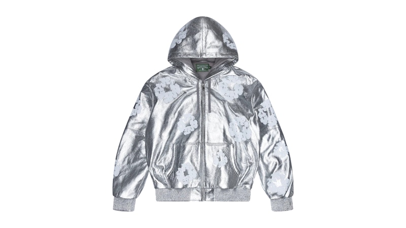 Denim Tears Leather Cotton Wreath Zip Hoodie Silver Men's - SS26 - US