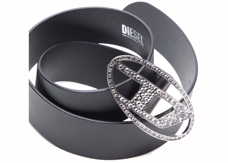Diesel (W) B-1DR 50 Strass Leather Belt with Rhinestone Logo Buckle ...
