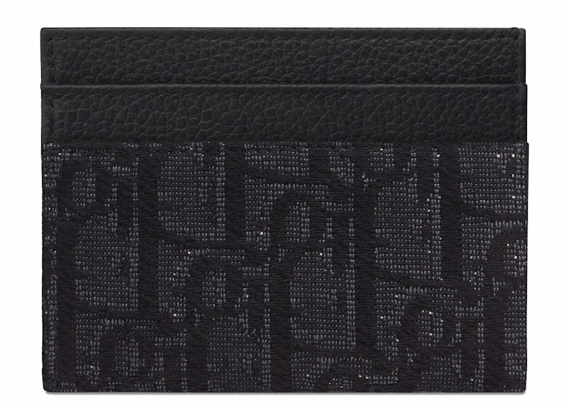 Dior Card Holder Oblique Jacquard Black in Jacquard/Leather with ...