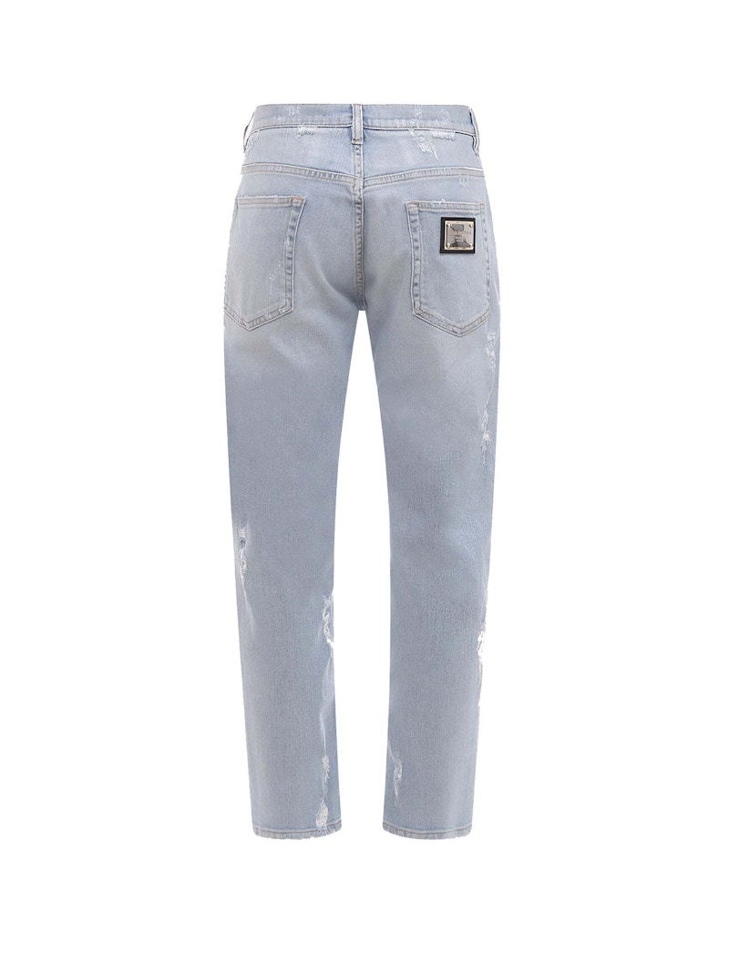 Dolce & Gabbana Man Stretch Cotton Ripped Effect Jeans Light Wash Blue ...