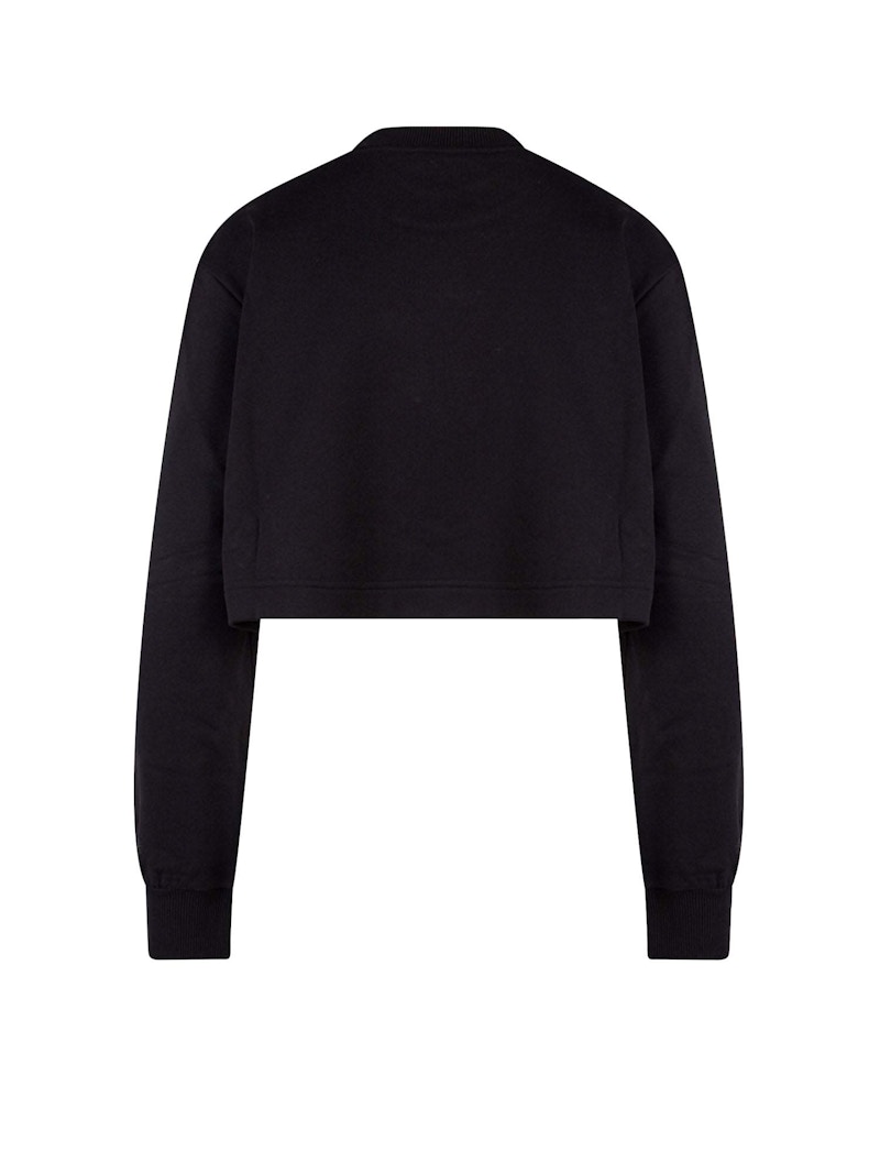 Dolce & Gabbana Woman Crop Fit Cotton DG Patch Sweatshirt Black - US