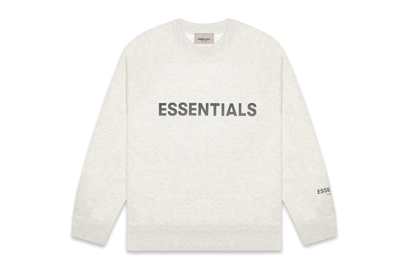 Fear of God Essentials Crewneck Applique Logo Oatmeal/Oatmeal Heather ...