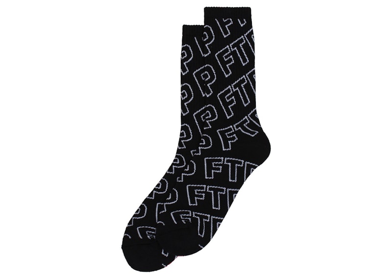 FTP All Over Outline Logo Socks Black Men's - FW21 - US