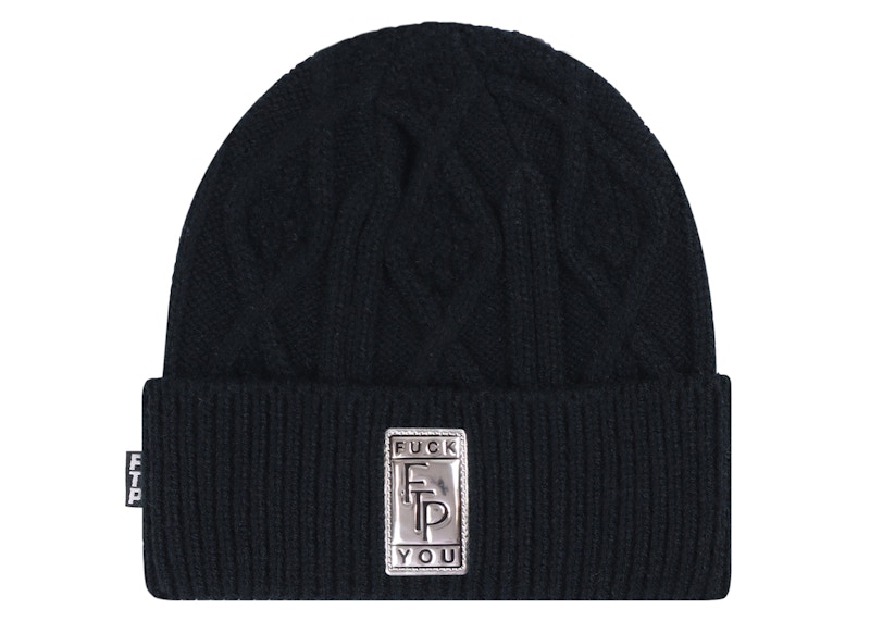 FTP Big Body Cable Knit Beanie Black Men's - SS24 - US