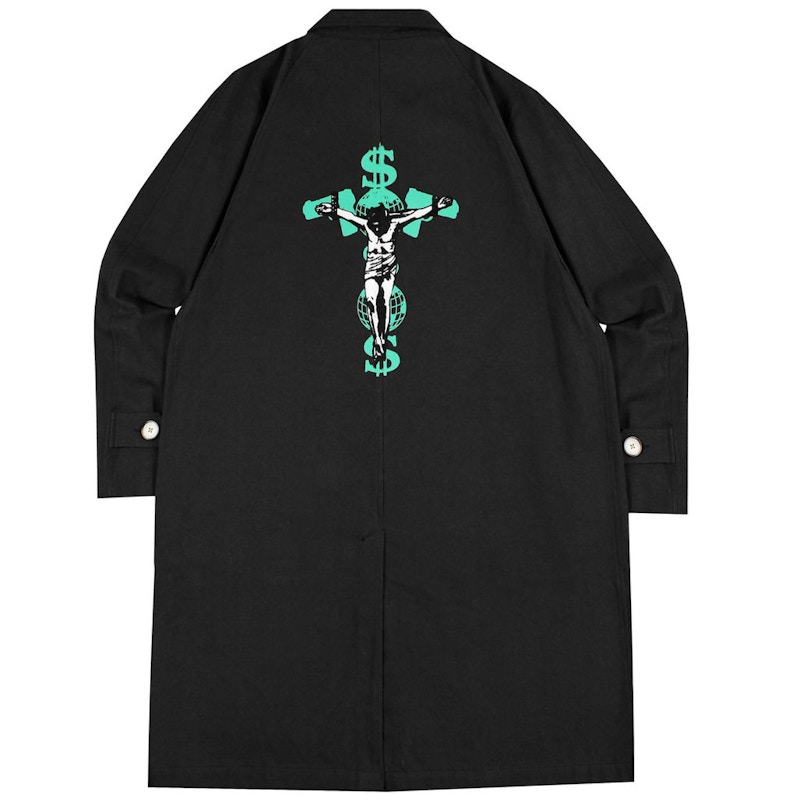 FTP Crucifix Trench Coat Black Men's - FW18 - US